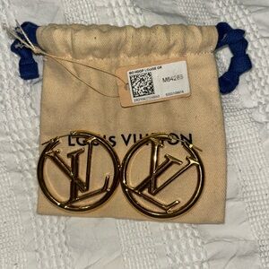 Louis Vuitton | Accessories | Louise Gold Lv Hoops | Poshmark